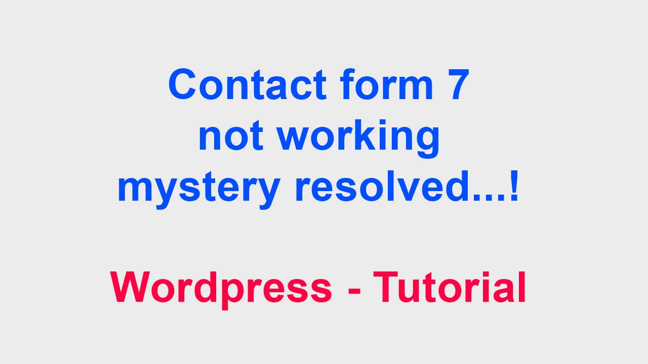 Contact Form 7 Not Working HBN Infotech