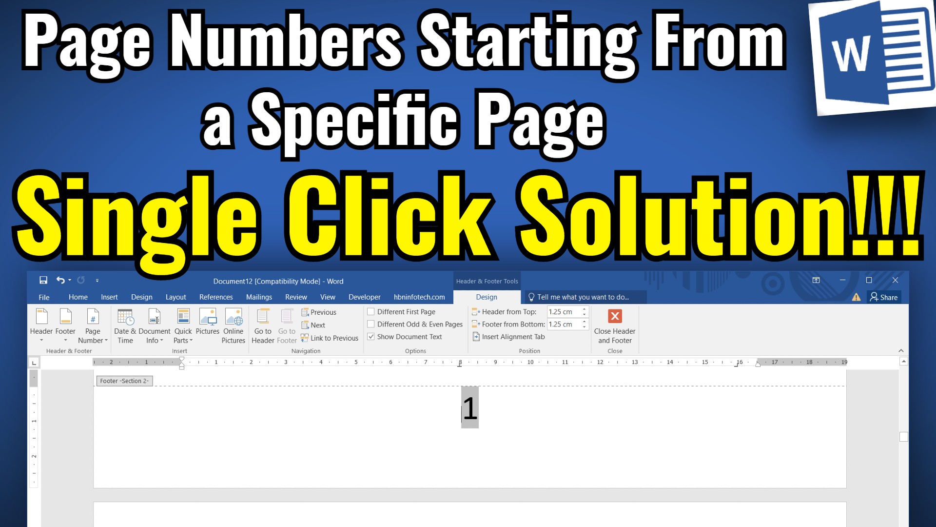 Page Numbers Starting From A Specific Page MS Word