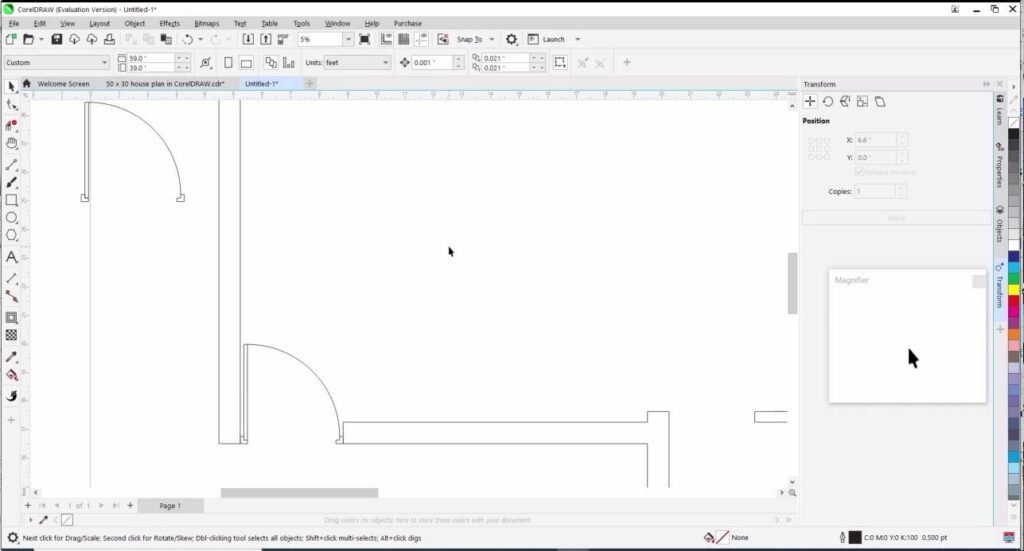 How to Draw a 50 x 30 Floor Plan in CorelDRAW - Exact Size