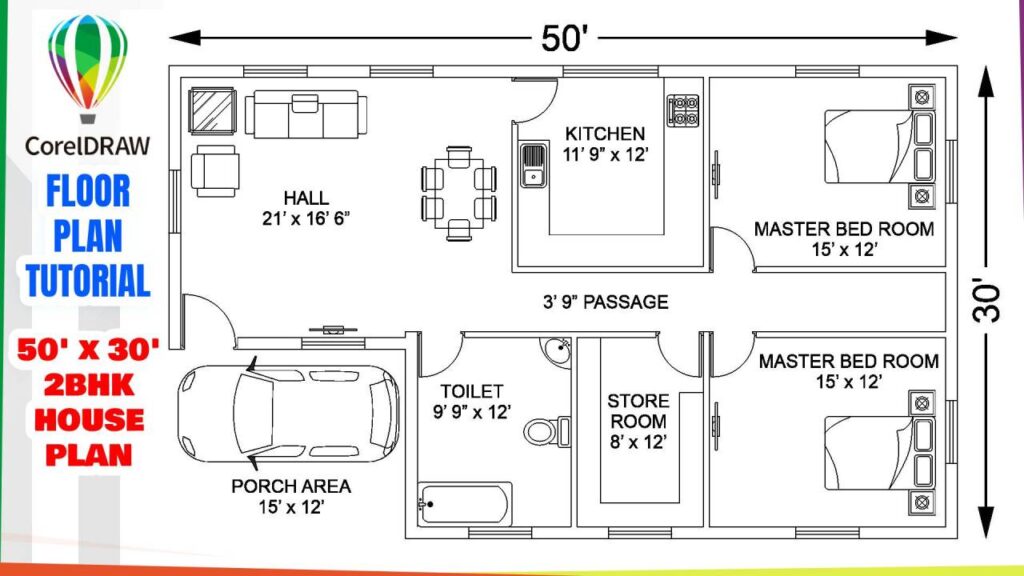 How to Draw a 50 x 30 Floor Plan in CorelDRAW - Exact Size