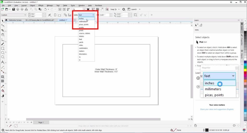 How to Draw a 50 x 30 Floor Plan in CorelDRAW - Exact Size