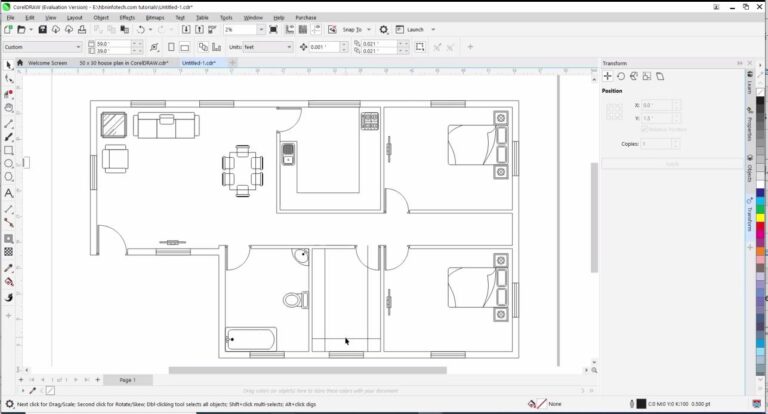 How to Draw a 50 x 30 Floor Plan in CorelDRAW - Exact Size