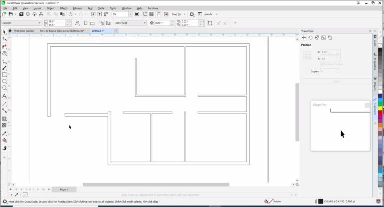 How to Draw a 50 x 30 Floor Plan in CorelDRAW - Exact Size