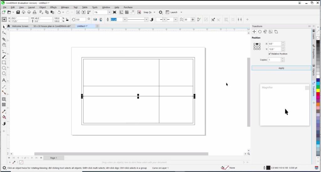 How to Draw a 50 x 30 Floor Plan in CorelDRAW - Exact Size