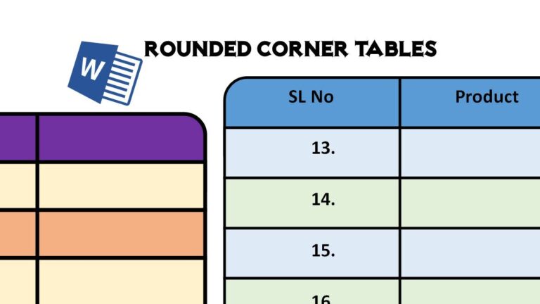 Rounded Table in Word - Round Corner Table Word