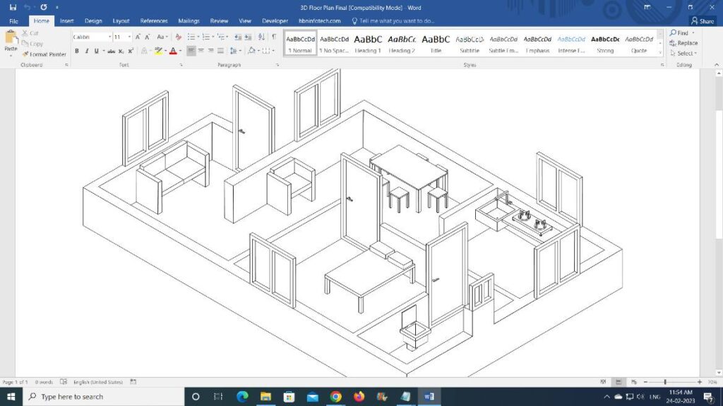 3D Floor Plan Word Template - Floor Plan 3D in Word
