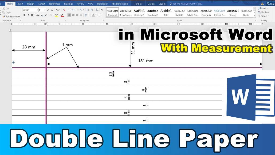 Double Line Paper Template - Double Ruled Paper Printable